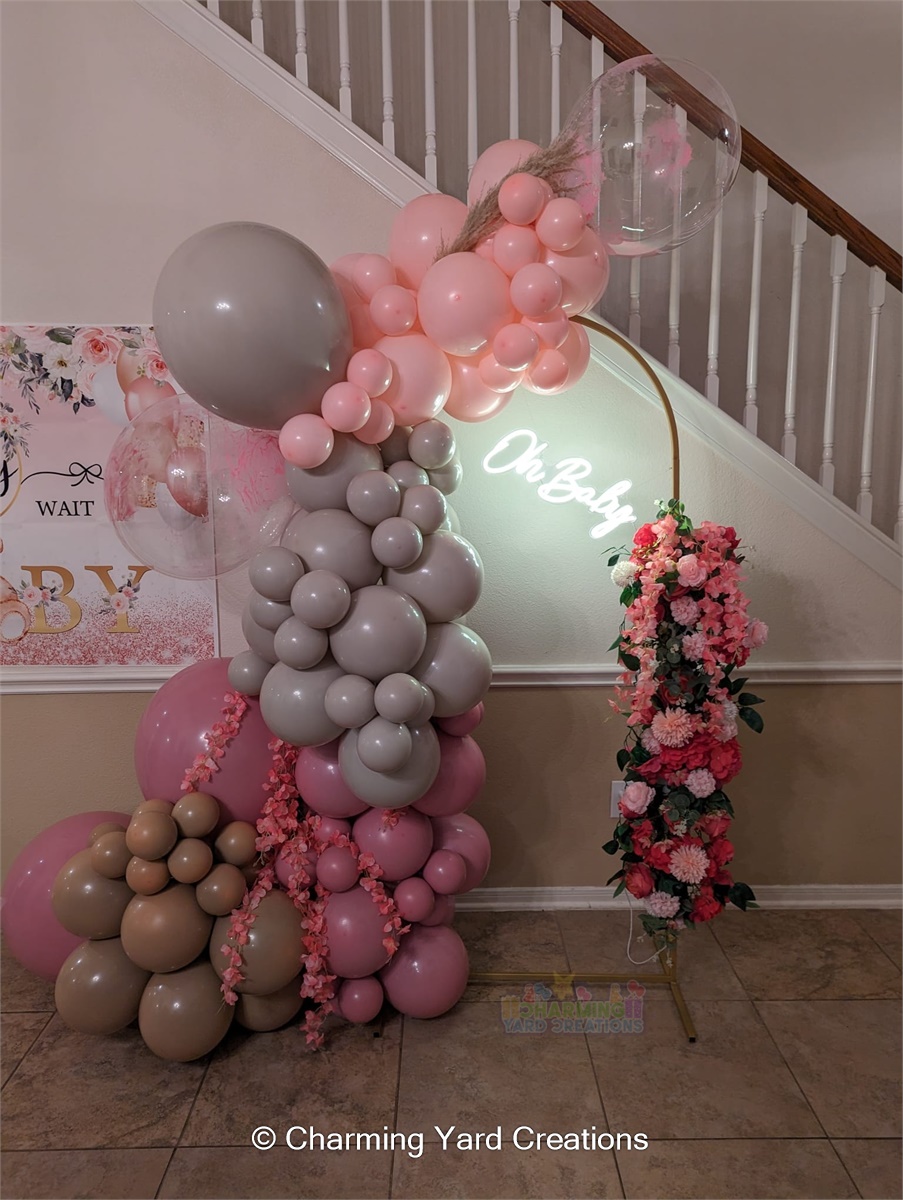 Oh Baby Neon Sign - Yard Card Greeting, Flower Wall, Backdrop, Shimmer ...